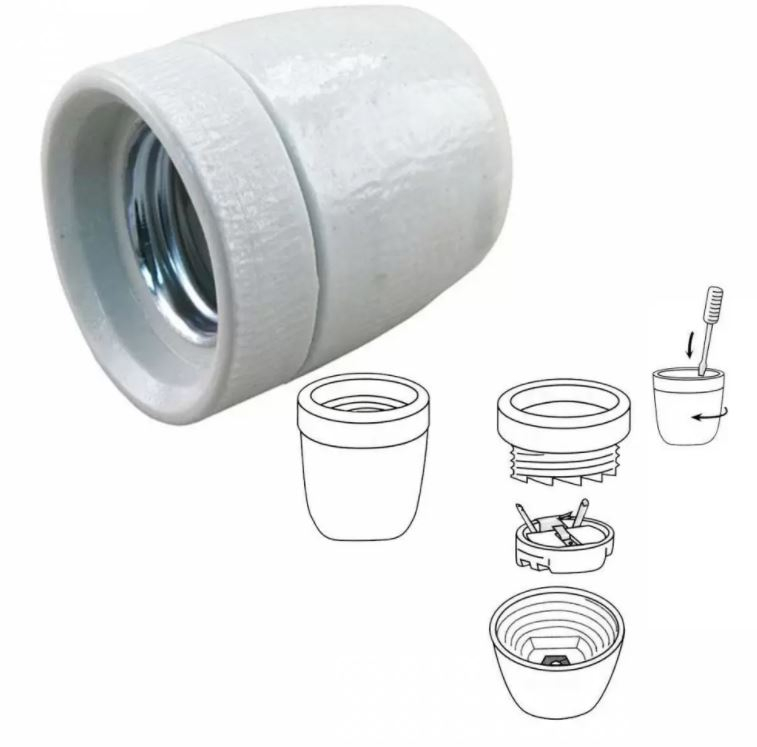 Fitting E27 - 17mm - base porselein van KS kopen | LampenTotaal