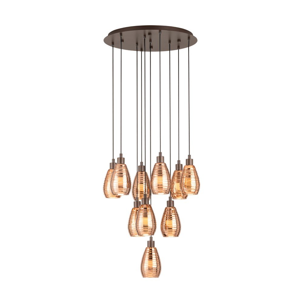 Design videlamp Siracusa 10-lichts bruin met koperglas van Stars of ...