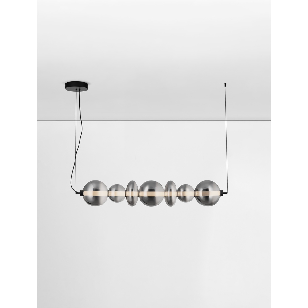 Hanglamp Bally smoke glas horizontaal van Lyora kopen | LampenTotaal