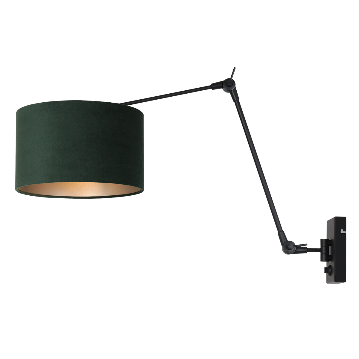 Wand Leeslamp Prestige Chic zwart met 30cm groen velourse kap van ...