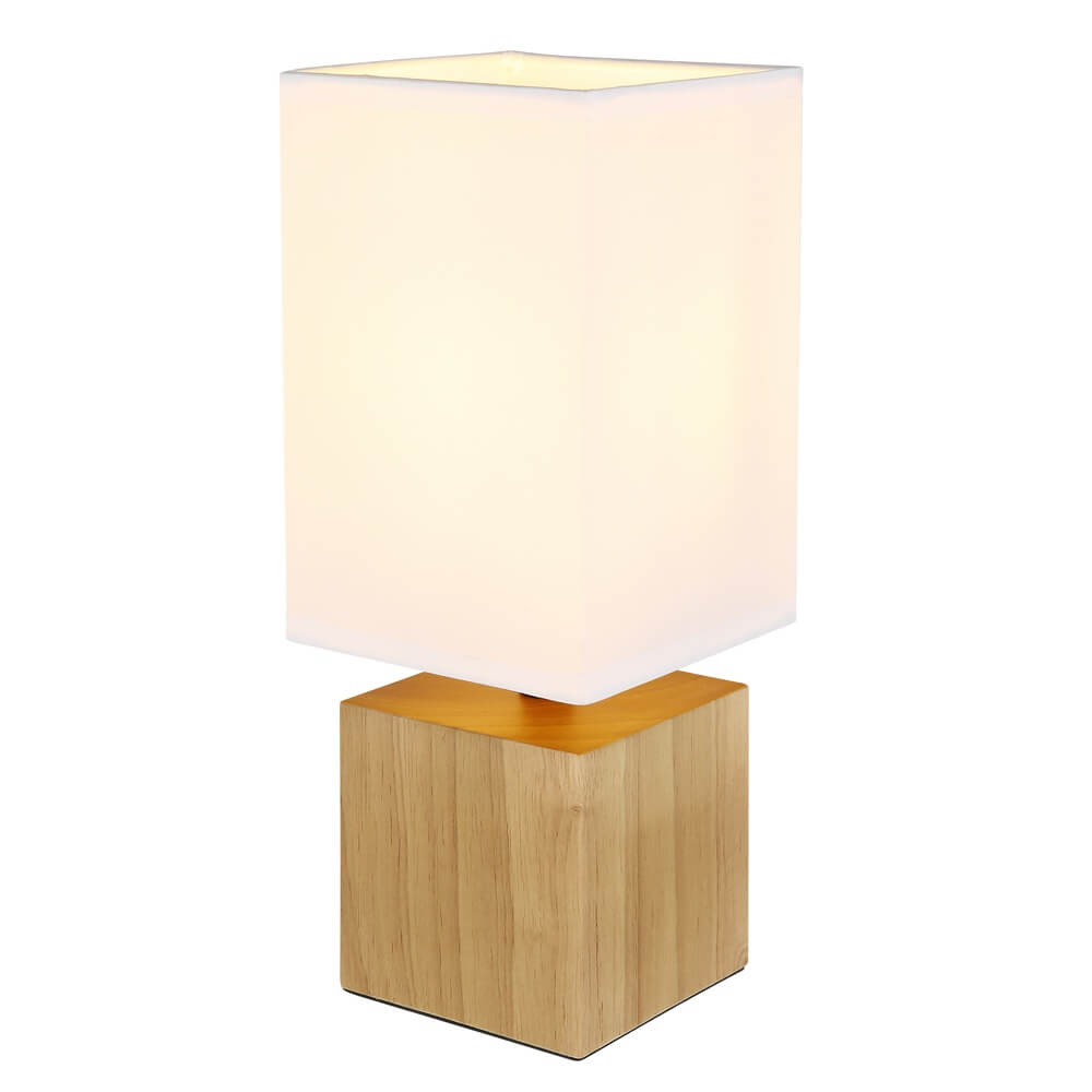 Strakke tafellamp Valentino hout met witte kap van Globo kopen ...