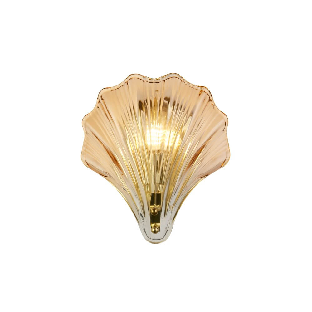 Wandlamp Shell met amber glas van Searchlight kopen | LampenTotaal