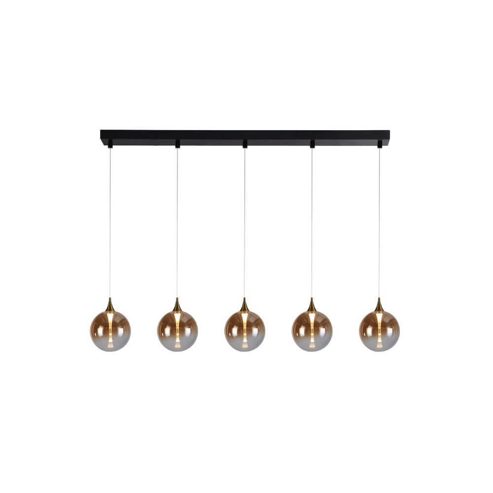 5-lichts hanglamp Alchemy amber glas van Searchlight kopen | LampenTotaal