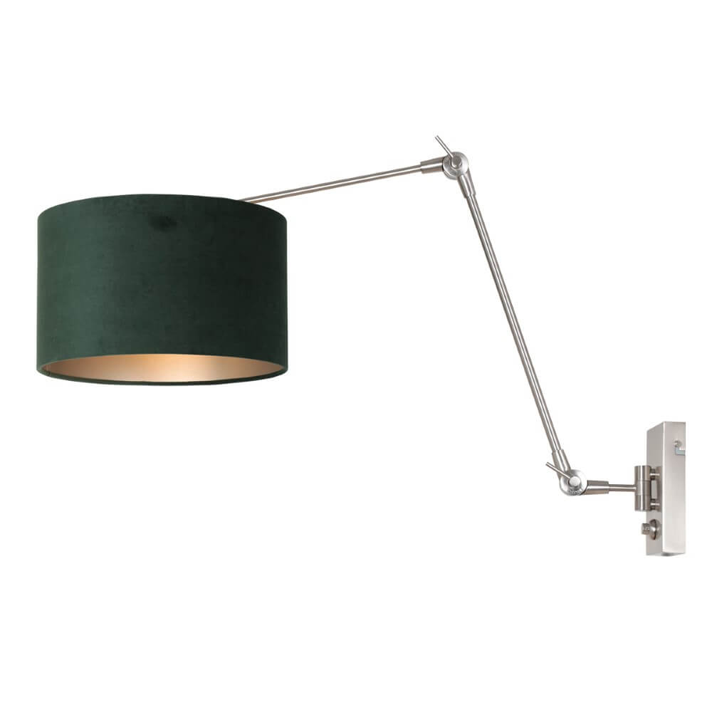 Verstelbare muurlamp Prestige Chic met groen velvet van Steinhauer ...